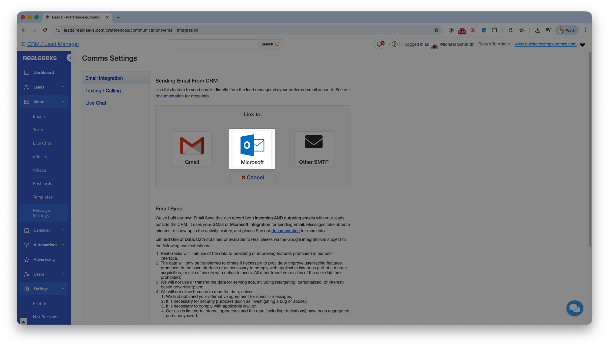 Email Integration - How to Connect Your Email to the Real Geeks CRM