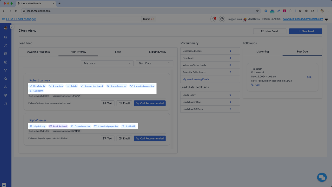 Understanding the CRM Dashboard and Real-Time Lead Feed