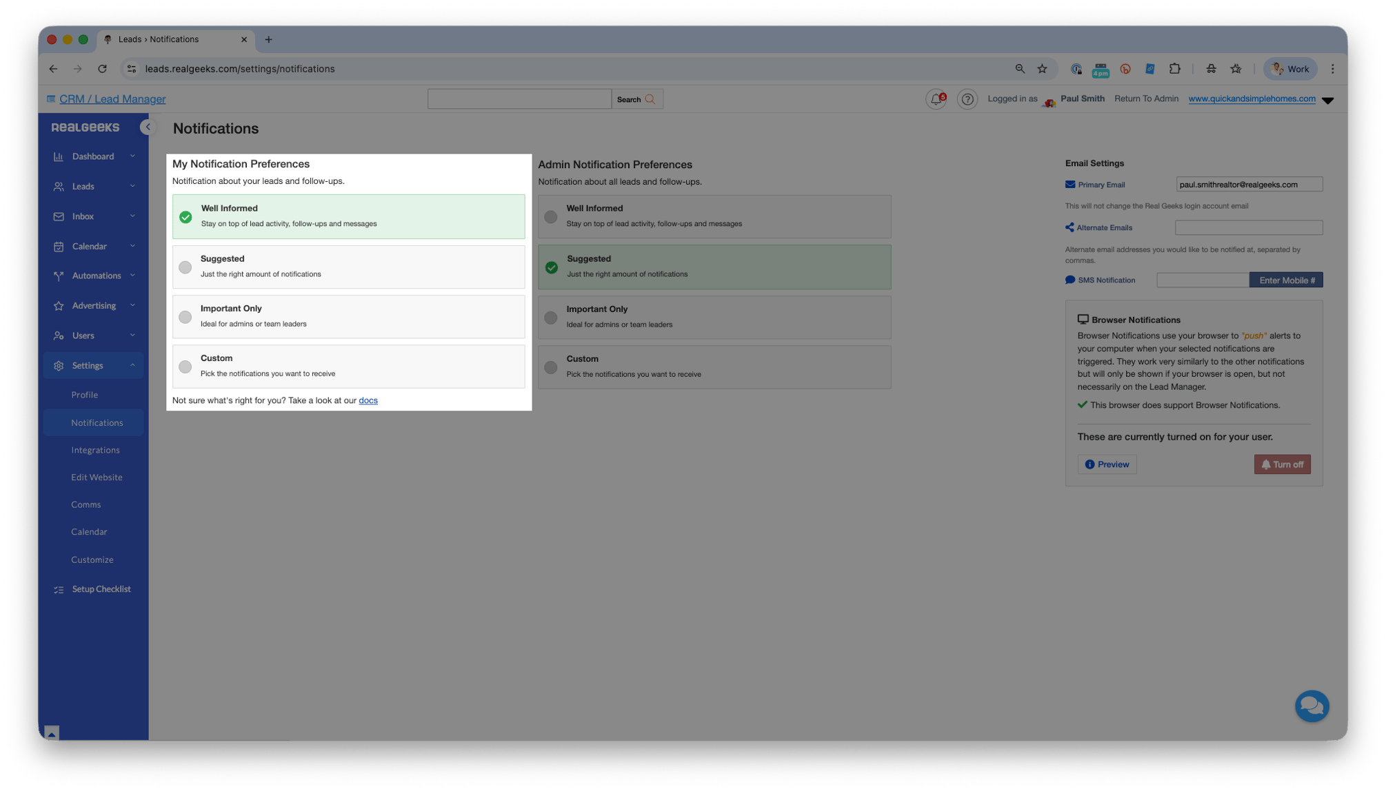 Manage Lead Notifications in Your CRM