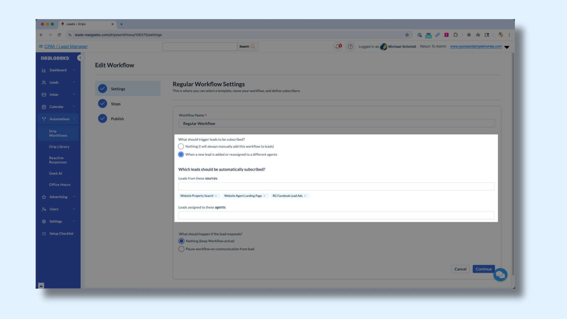 Real Geeks Workflow Overview Guide
